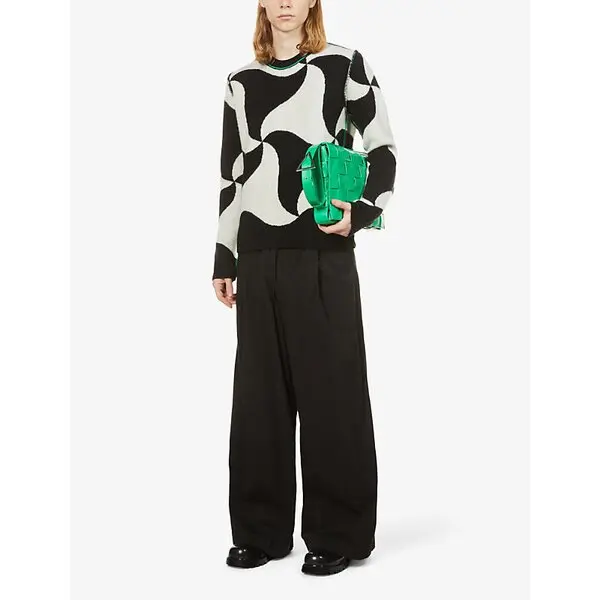 新品正規品 bottega veneta ghost ニット Bottega Veneta Ghost Graphic-Print Wool Jumper - Black Chalk